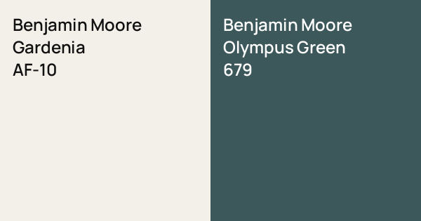 Benjamin Moore Gardenia vs. Benjamin Moore Olympus Green comparison