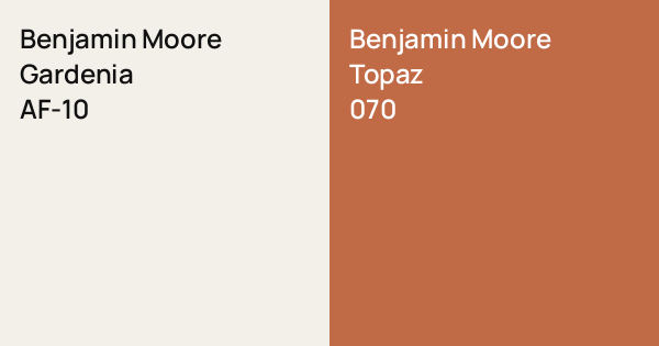 Benjamin Moore Gardenia vs. Benjamin Moore Topaz comparison
