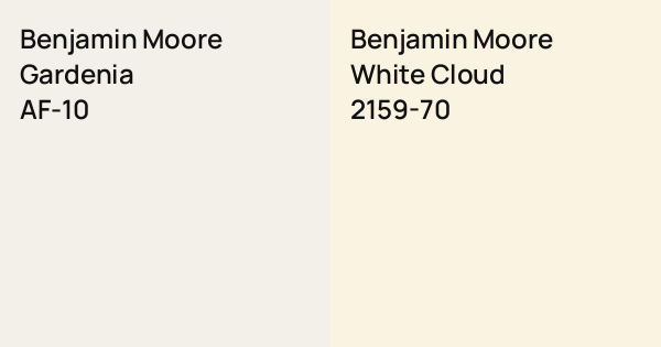 Benjamin Moore Gardenia vs. Benjamin Moore White Cloud comparison