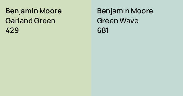 Benjamin Moore Garland Green vs. Benjamin Moore Green Wave comparison