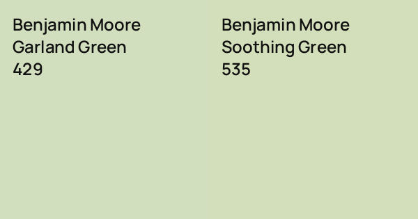 Benjamin Moore Garland Green vs. Benjamin Moore Soothing Green comparison