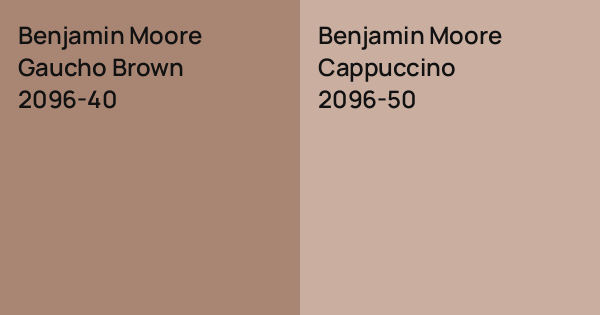 Benjamin Moore Gaucho Brown vs. Benjamin Moore Cappuccino comparison