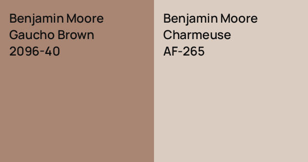 Benjamin Moore Gaucho Brown vs. Benjamin Moore Charmeuse comparison