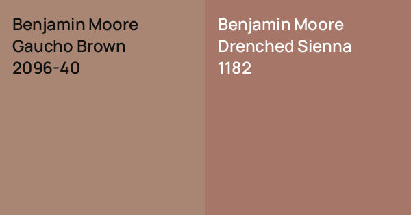 Benjamin Moore Gaucho Brown vs. Benjamin Moore Drenched Sienna comparison