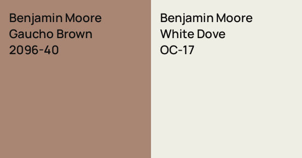 Benjamin Moore Gaucho Brown vs. Benjamin Moore White Dove comparison