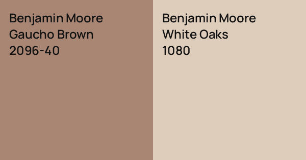 Benjamin Moore Gaucho Brown vs. Benjamin Moore White Oaks comparison