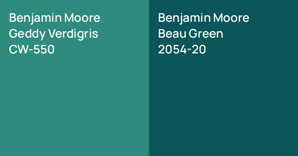 Benjamin Moore Geddy Verdigris vs. Benjamin Moore Beau Green comparison