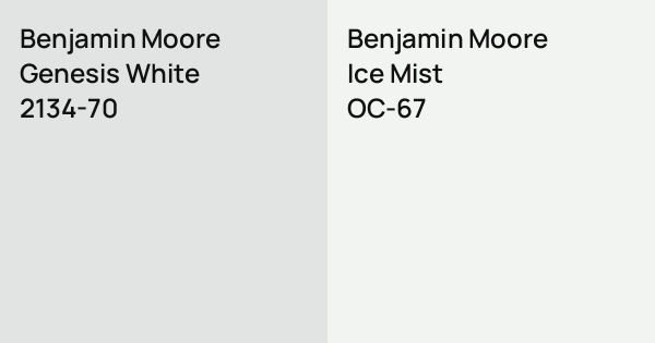 Benjamin Moore Genesis White vs. Benjamin Moore Ice Mist comparison