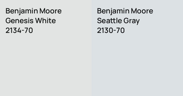 Benjamin Moore Genesis White vs. Benjamin Moore Seattle Gray comparison