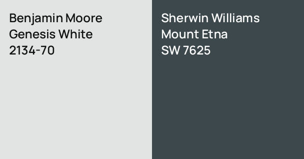 Benjamin Moore Genesis White vs. Sherwin Williams Mount Etna comparison
