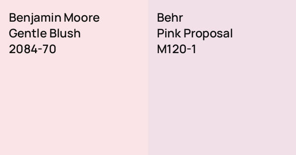 Benjamin Moore Gentle Blush vs. Behr Pink Proposal comparison