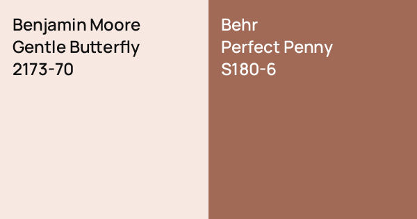 Benjamin Moore Gentle Butterfly vs. Behr Perfect Penny comparison