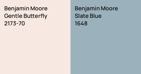 Benjamin Moore Gentle Butterfly vs. Benjamin Moore Slate Blue comparison