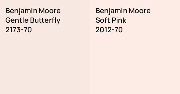 Benjamin Moore Gentle Butterfly vs. Benjamin Moore Soft Pink comparison