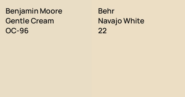 Benjamin Moore Gentle Cream vs. Behr Navajo White comparison
