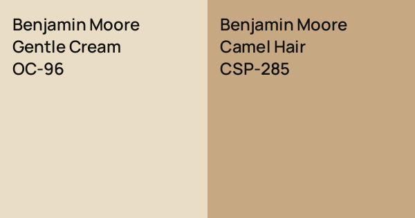 Benjamin Moore Gentle Cream vs. Benjamin Moore Camel Hair comparison
