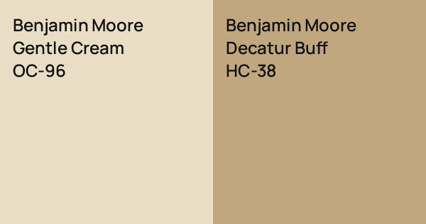 Benjamin Moore Gentle Cream vs. Benjamin Moore Decatur Buff comparison