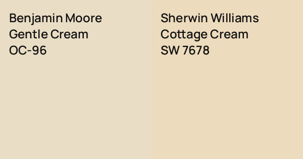 Benjamin Moore Gentle Cream vs. Sherwin Williams Cottage Cream comparison