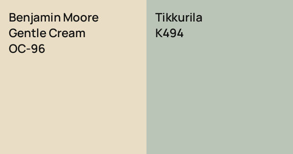 Benjamin Moore Gentle Cream vs. Tikkurila K494 comparison