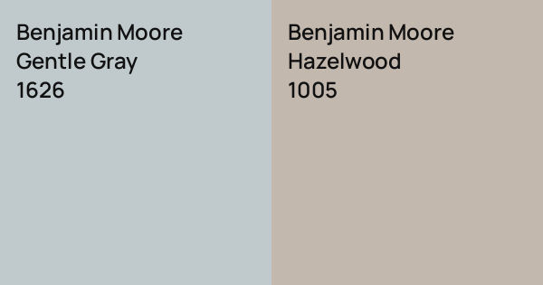 Benjamin Moore Gentle Gray vs. Benjamin Moore Hazelwood comparison