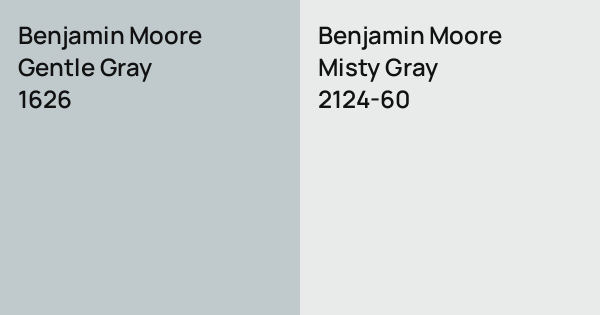 Benjamin Moore Gentle Gray vs. Benjamin Moore Misty Gray comparison