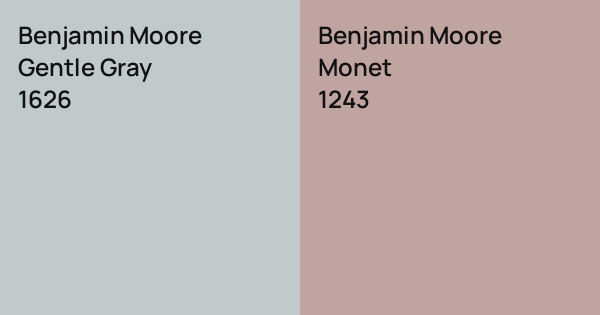 Benjamin Moore Gentle Gray vs. Benjamin Moore Monet comparison