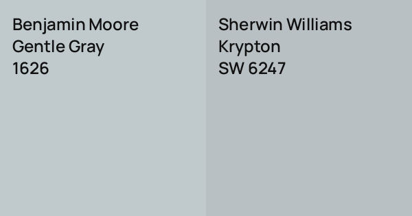 Benjamin Moore Gentle Gray vs. Sherwin Williams Krypton comparison