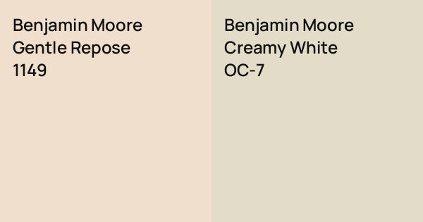 Benjamin Moore Gentle Repose vs. Benjamin Moore Creamy White comparison