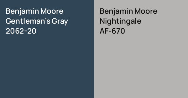 Benjamin Moore Gentleman's Gray vs. Benjamin Moore Nightingale comparison