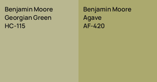Benjamin Moore Georgian Green vs. Benjamin Moore Agave comparison