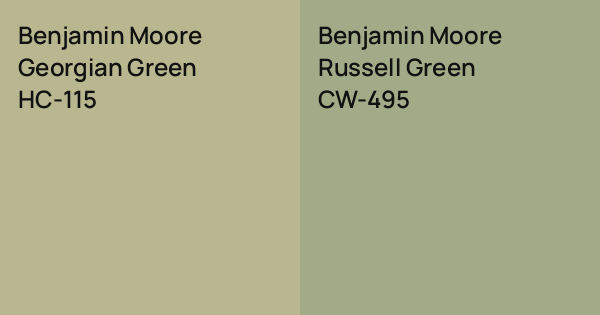 Benjamin Moore Georgian Green vs. Benjamin Moore Russell Green comparison