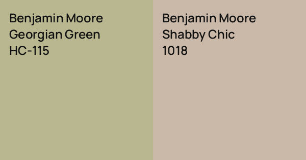 Benjamin Moore Georgian Green vs. Benjamin Moore Shabby Chic comparison