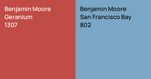 Benjamin Moore Geranium vs. Benjamin Moore San Francisco Bay comparison