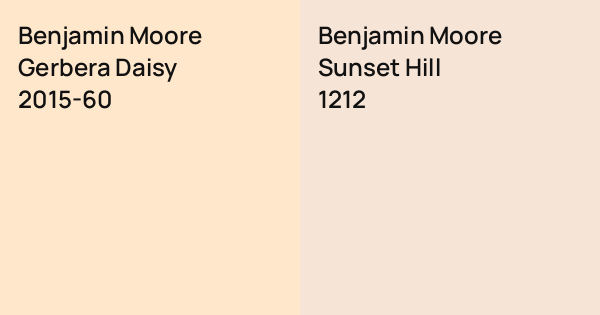 Benjamin Moore Gerbera Daisy vs. Benjamin Moore Sunset Hill comparison