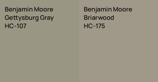 Benjamin Moore Gettysburg Gray vs. Benjamin Moore Briarwood comparison