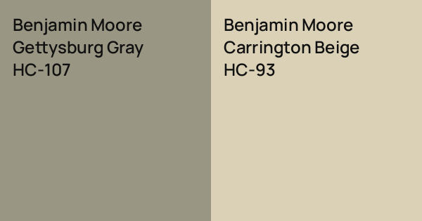 Benjamin Moore Gettysburg Gray vs. Benjamin Moore Carrington Beige ...
