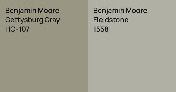 Benjamin Moore Gettysburg Gray vs. Benjamin Moore Fieldstone comparison