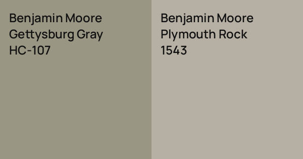 Benjamin Moore Gettysburg Gray vs. Benjamin Moore Plymouth Rock comparison