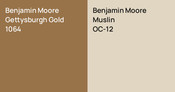 Benjamin Moore Gettysburgh Gold vs. Benjamin Moore Muslin comparison