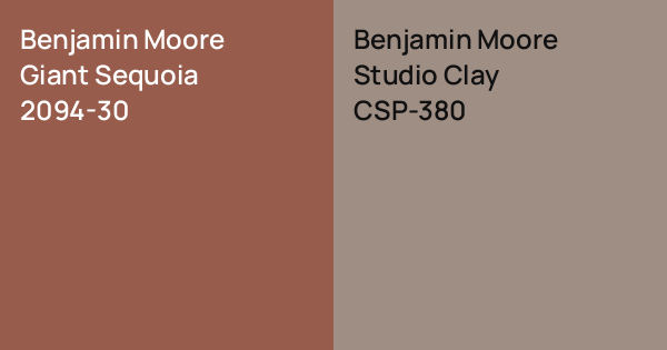 Benjamin Moore Giant Sequoia vs. Benjamin Moore Studio Clay comparison