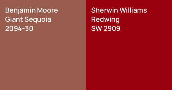 Benjamin Moore Giant Sequoia vs. Sherwin Williams Redwing comparison