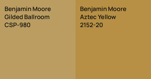 Benjamin Moore Gilded Ballroom vs. Benjamin Moore Aztec Yellow comparison
