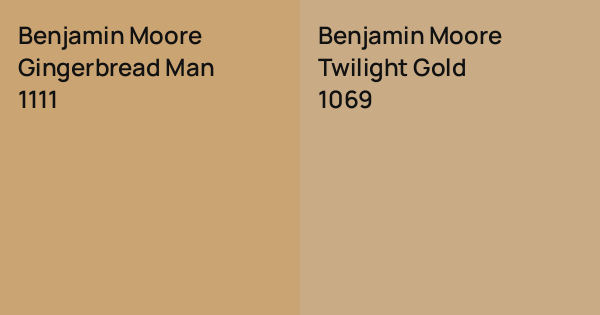 Benjamin Moore Gingerbread Man vs. Benjamin Moore Twilight Gold comparison