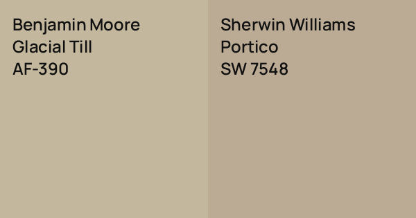 Benjamin Moore Glacial Till vs. Sherwin Williams Portico comparison