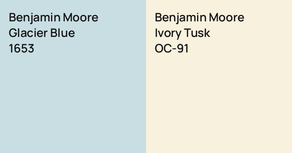 Benjamin Moore Glacier Blue vs. Benjamin Moore Ivory Tusk comparison