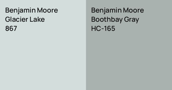 Benjamin Moore Glacier Lake vs. Benjamin Moore Boothbay Gray comparison