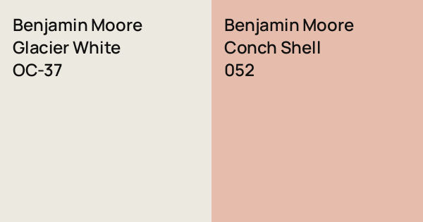 Benjamin Moore Glacier White vs. Benjamin Moore Conch Shell comparison