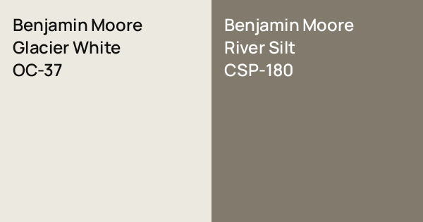 Benjamin Moore Glacier White vs. Benjamin Moore River Silt comparison