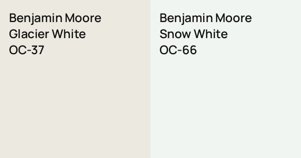 Benjamin Moore Glacier White vs. Benjamin Moore Snow White comparison