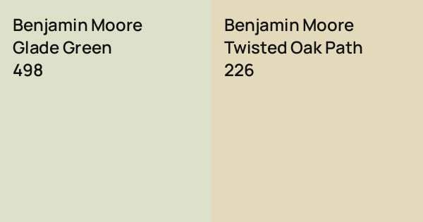 Benjamin Moore Glade Green vs. Benjamin Moore Twisted Oak Path comparison